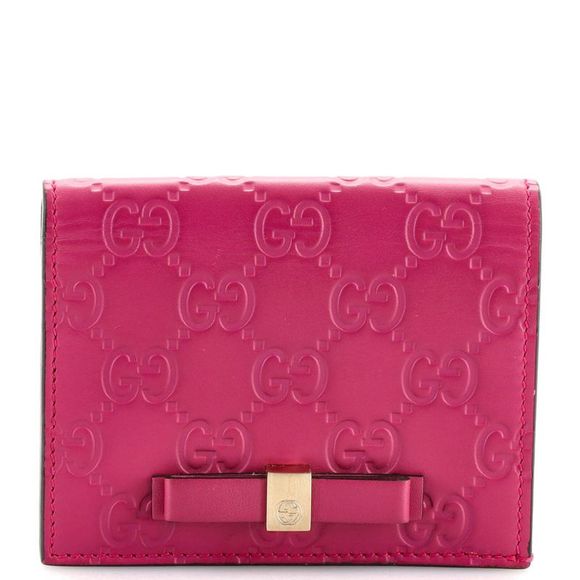 Gucci | Bags | Gucci Bow Flap Card Case Guccissima Leather Pink | Poshmark